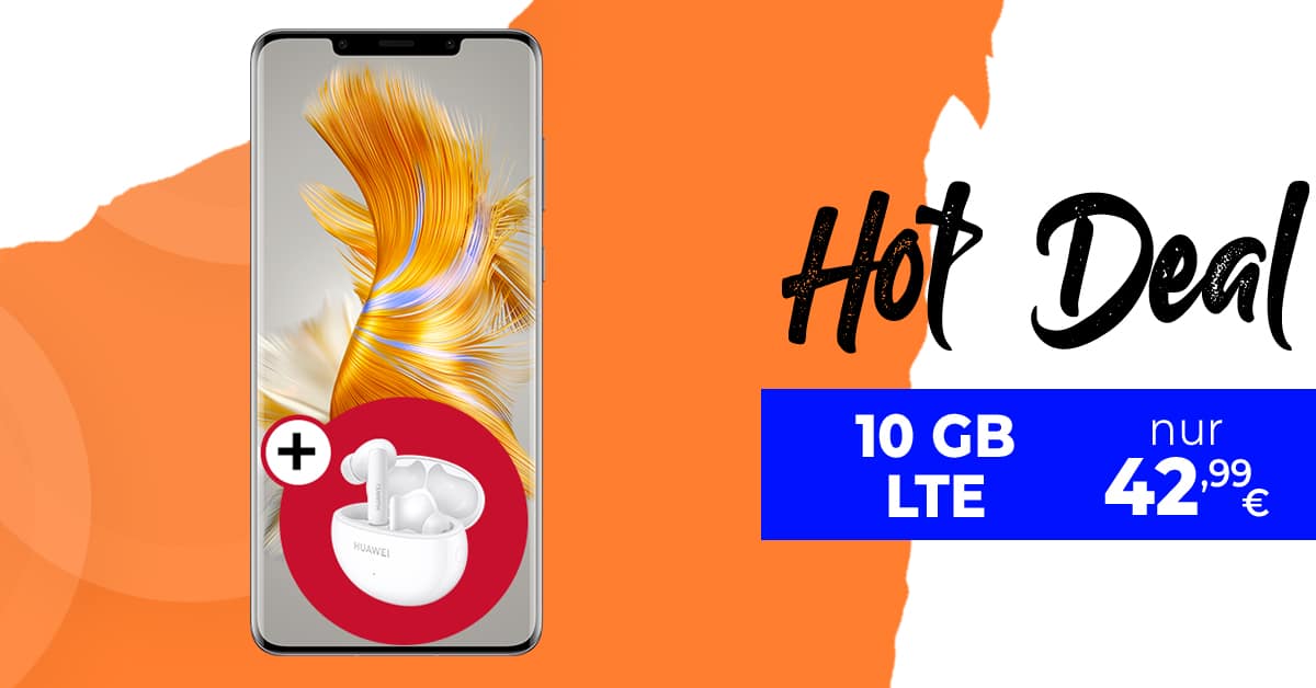HUAWEI Mate50 Pro & HUAWEI Freebuds 5i mit 10GB LTE nur 42,99 Euro monatlich - nur 1 Euro ...