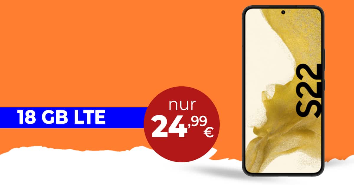 Samsung Galaxy S22 5G für einmalig 79 Euro mit 18GB LTE nur 24,99 Euro monatlich - HandyTarifTipp