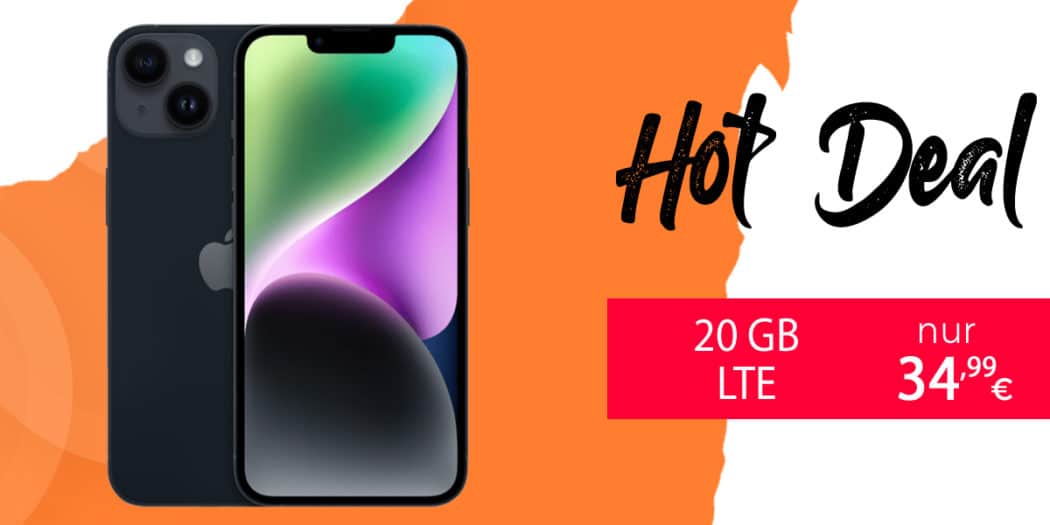 Apple iPhone 14 für einmalig 99,99 Euro mit 50€ Wechselbonus und 20GB ...