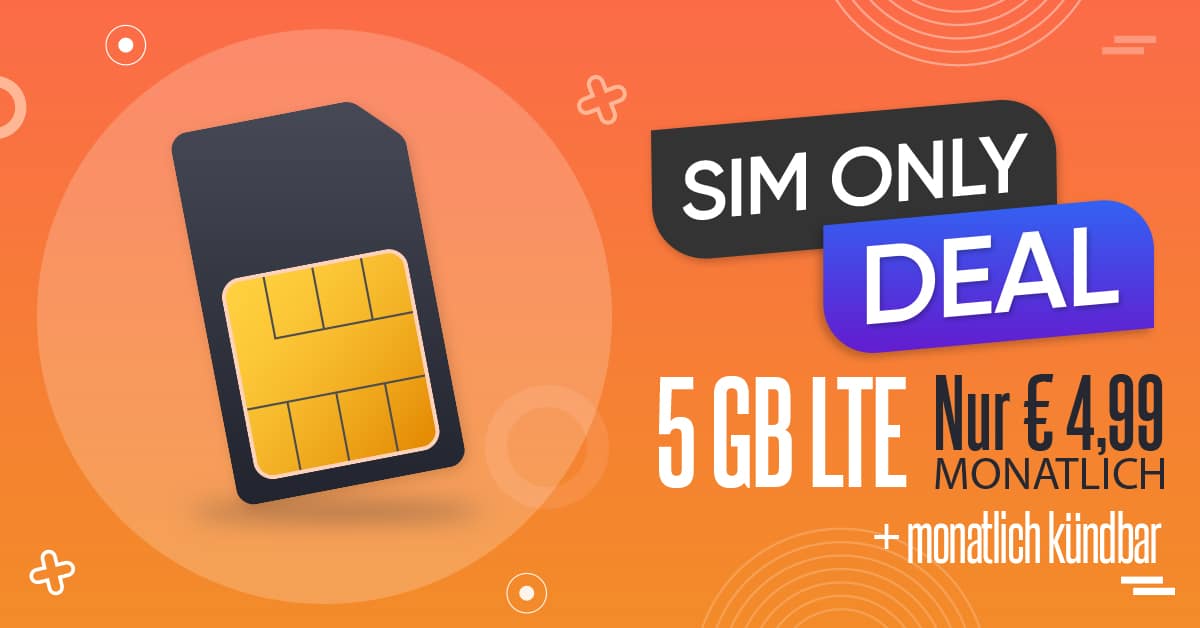 Monatlich kündbar - 5GB LTE nur 4,99 Euro und 20GB LTE nur 9,99 Euro monatlich - HandyTarifTipp