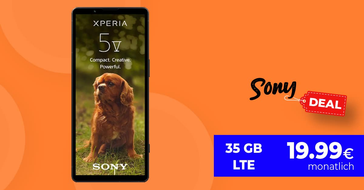 Sony Xperia 5 V für einmalig 49 Euro mit 35GB LTE nur 19,99 Euro monatlich - HandyTarifTipp