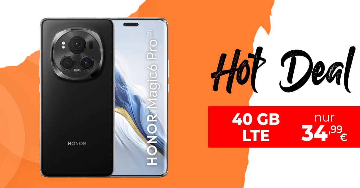 Honor Magic 6 Pro 5G -512GB- für einmalig 99 Euro mit 40GB LTE und 50 ...