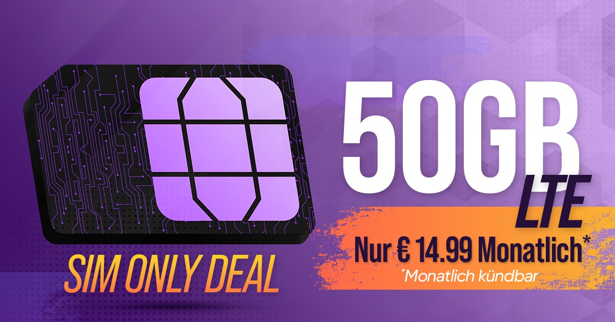 MONATLICH KÜNDBAR - 50GB LTE nur 14,99 Euro monatlich - nur 15 Euro Anschlusspreis und 250 ...