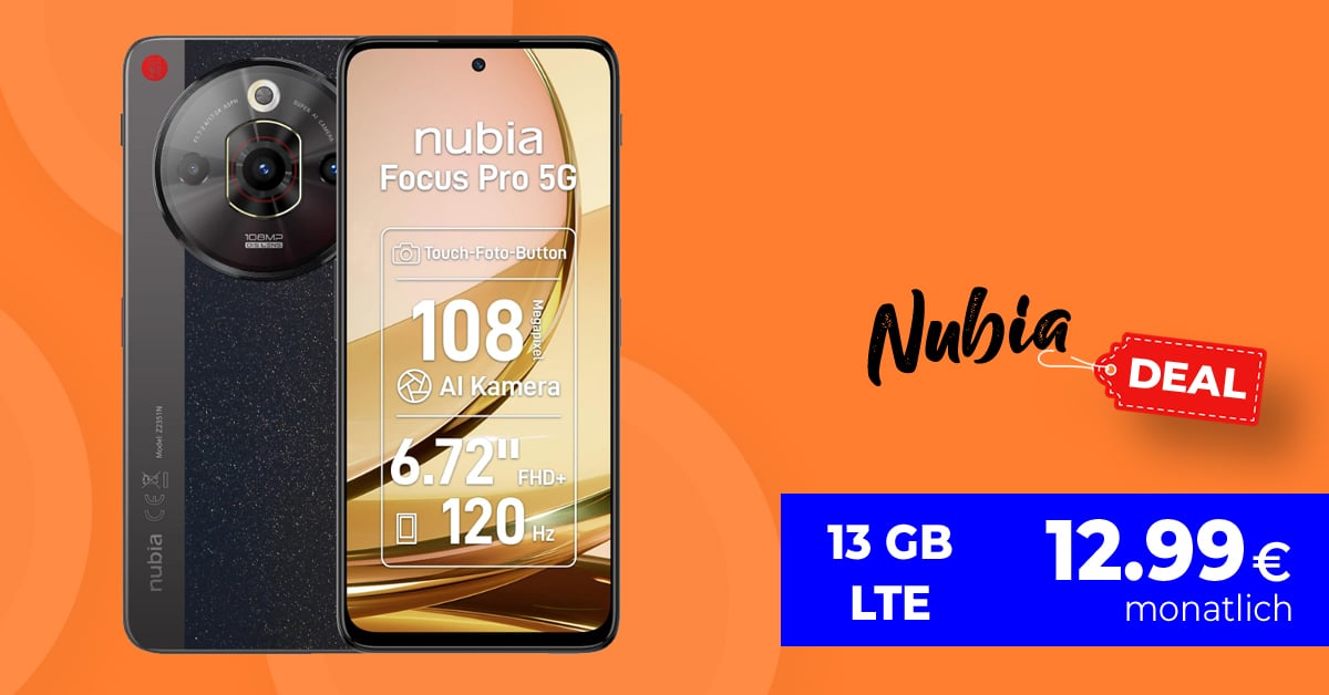 Nubia Focus Pro 5G -256GB- für einmalig 29 Euro mit 13GB LTE & 30 Euro Wechselbonus bei ...