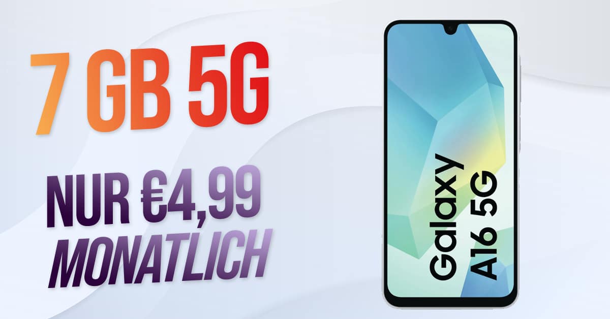 Samsung Galaxy A16 für einmalig 29 Euro (+AG 39.99€) mit 7GB 5G nur 4.99 Euro monatlich ...