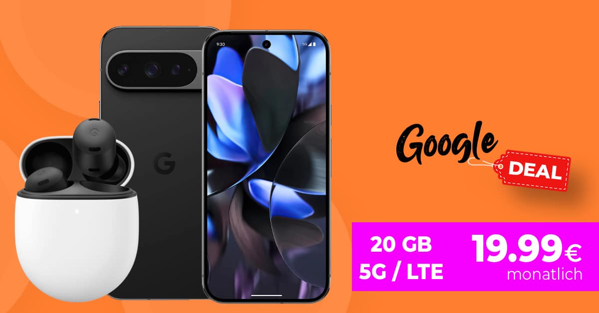 Google Pixel 9 & Google Pixel Buds Pro für einmalig 29 Euro (+AG 39.99€) mit 20GB 5G und 50 Euro ...