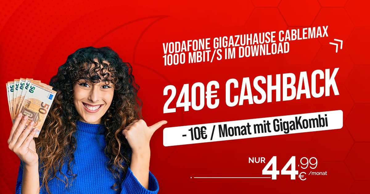 Vodafone GigaZuhause CableMax 1000 Mbit/s im Download - dauerhaft 44.99 Euro monatlich (-10 ...