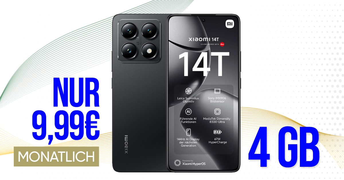 Xiaomi 14T -512GB- für einmalig 49 Euro (+AG 39.99€) mit 4GB nur 9.99 Euro monatlich ...