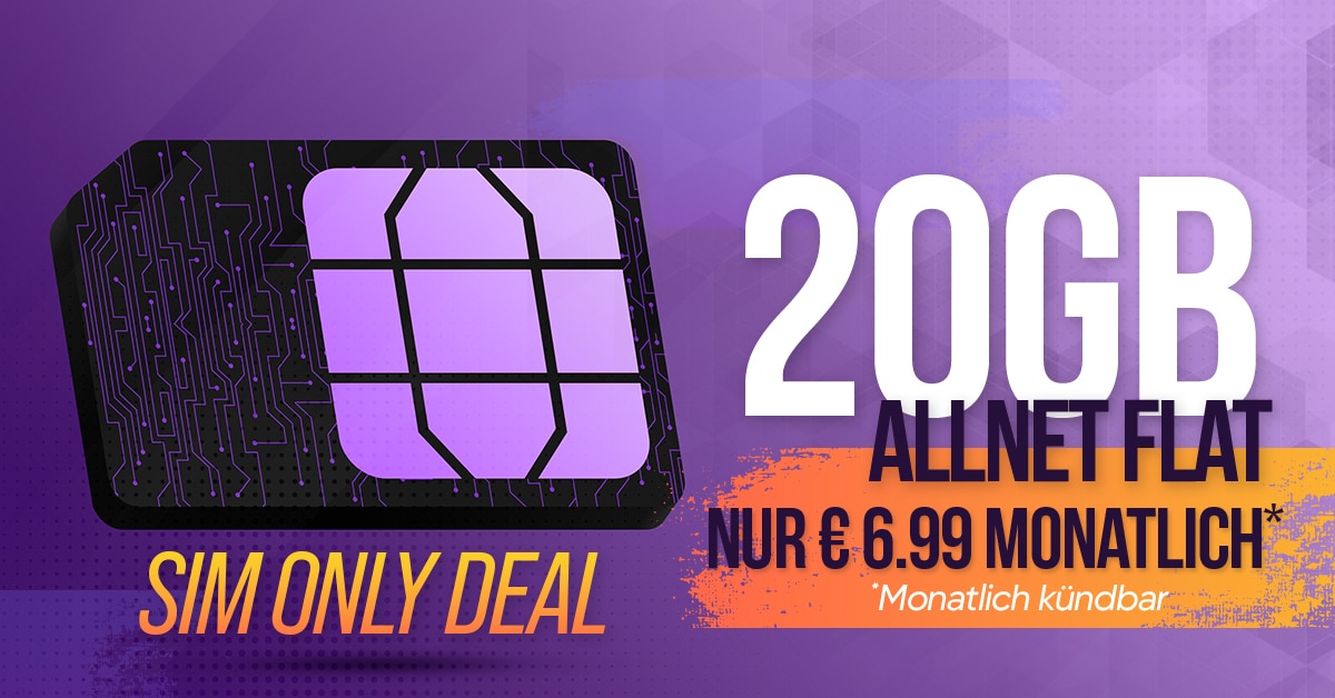 monatlich kündbar - 20GB 5G Allnet Flat im Vodafone Netz nur 6.99 Euro ...