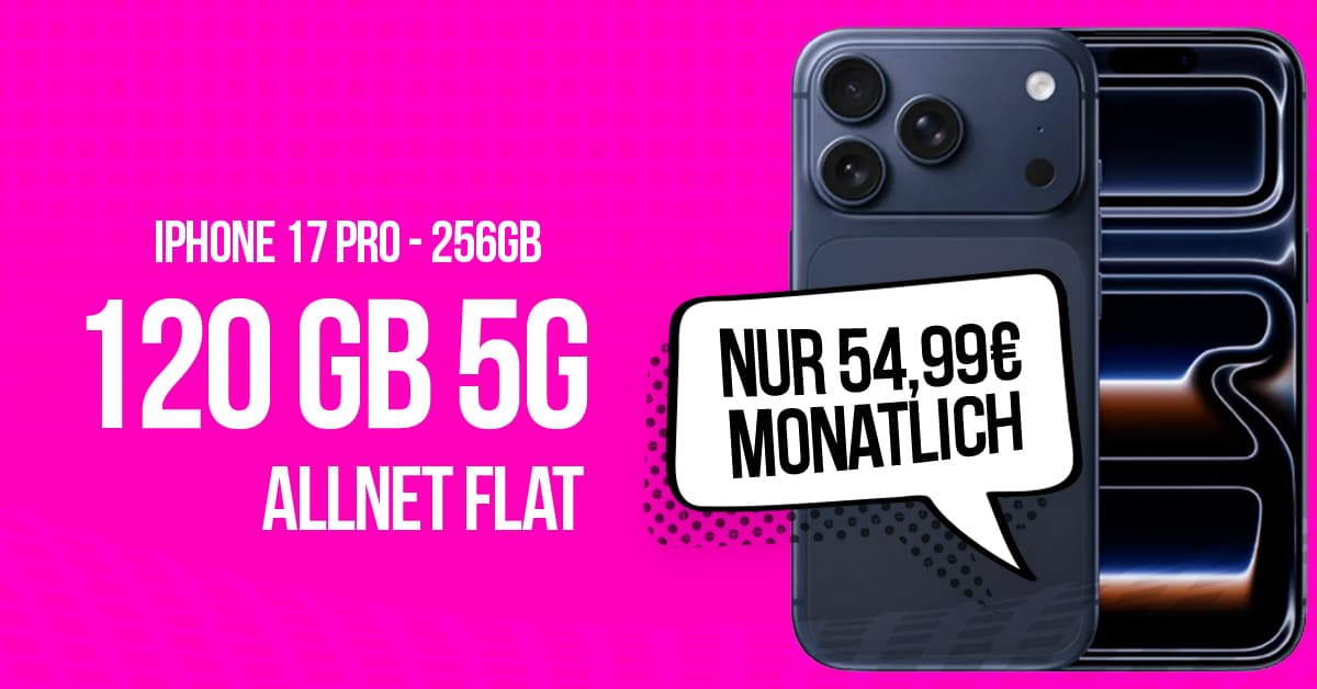 iPhone 17 Pro für einmalig 49 Euro mit 120GB Telekom Allnet Flat und 50 ...