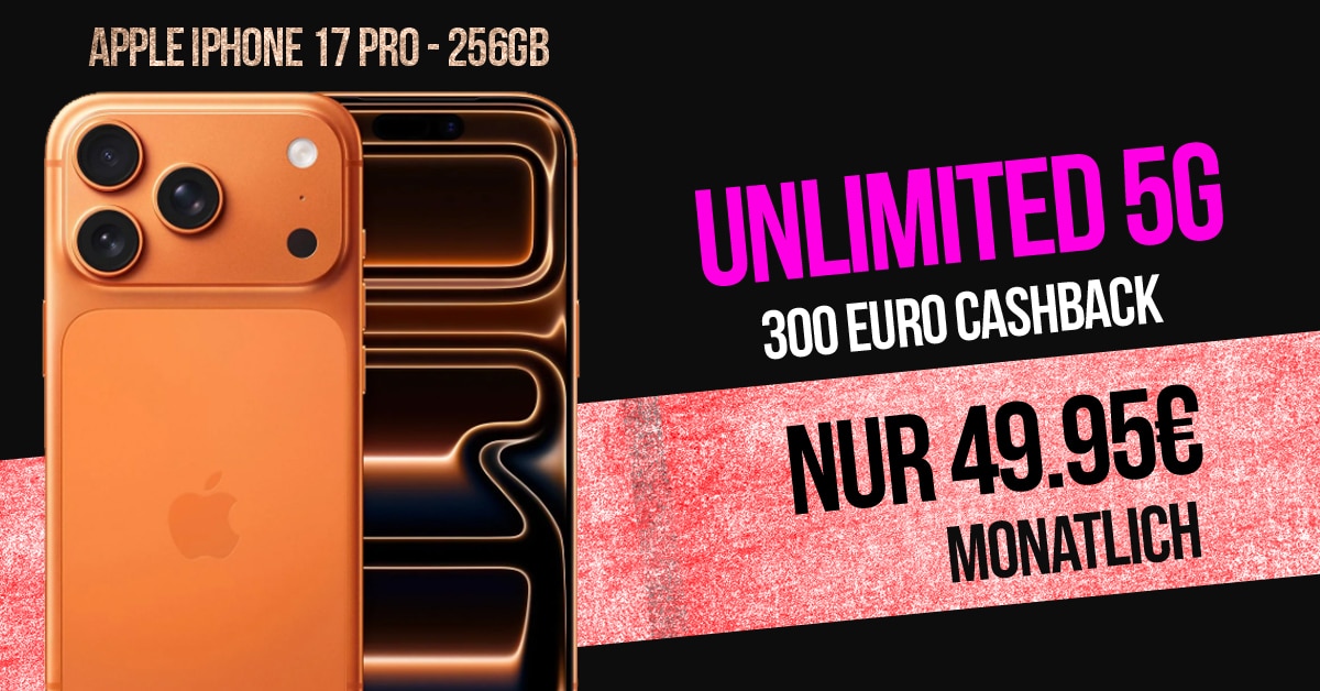 iPhone 17 Pro 256GB für einmalig 399 Euro mit Telekom unlimited Allnet ...