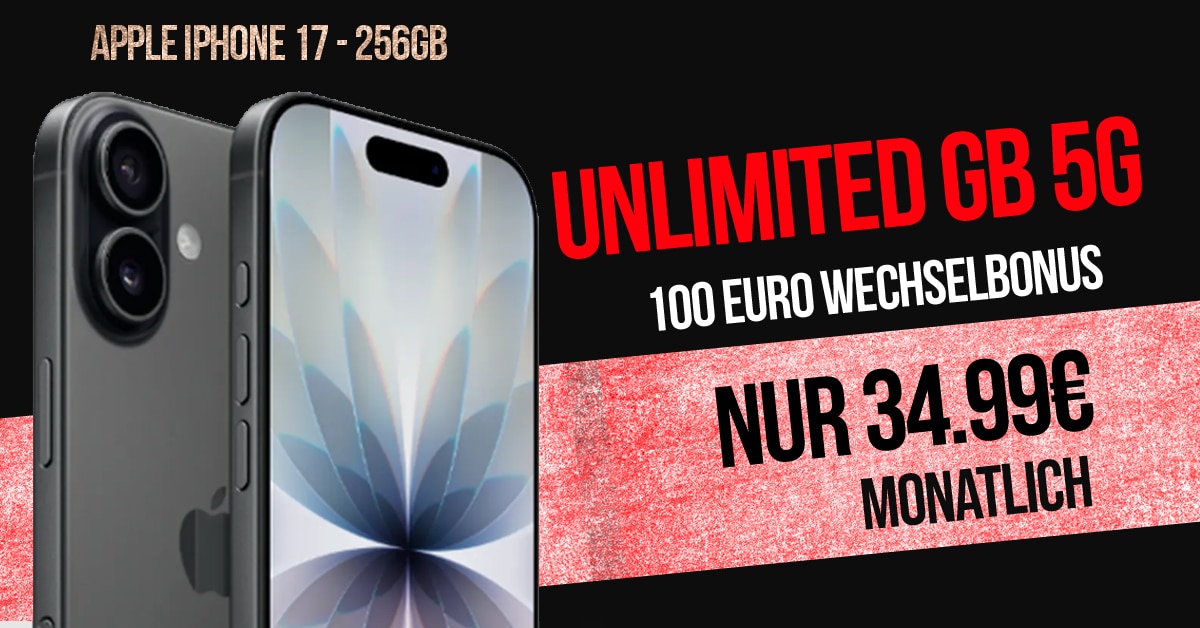 iPhone 17 für einmalig 299 Euro mit Vodafone unlimited Allnet und 100 ...