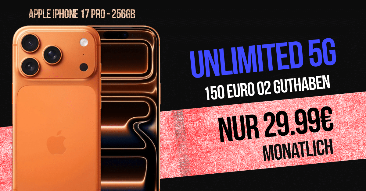 iPhone 17 Pro mit 256GB für einmalig 499 Euro mit o2 unlimited on ...