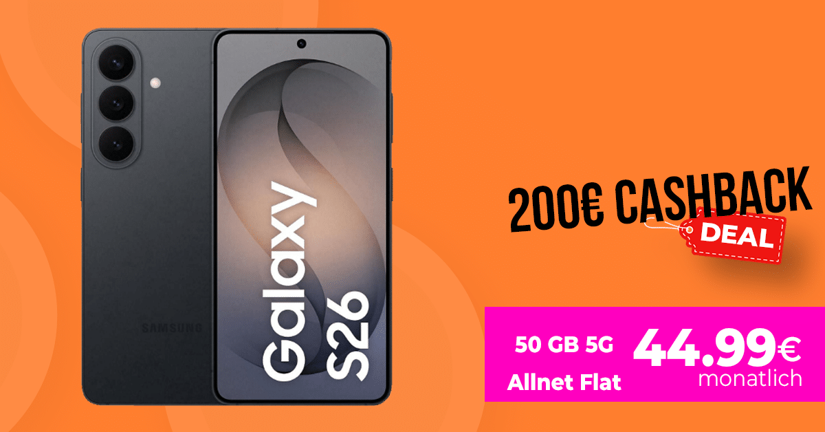 Samsung Galaxy S26 für einmalig 24 Euro mit 50GB Allnet Flat und 150 ...